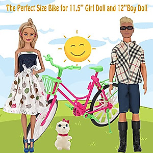 ZTWEDEN 33Pcs Doll Clothes and Accessories for 12 Inch Boy and Girl Doll, Includes 20 Wear Clothes Shirt Jeans Suit and Wedding Dresses, Glasses Earphones Dog and Bike for 12'' Boy Girl Doll
