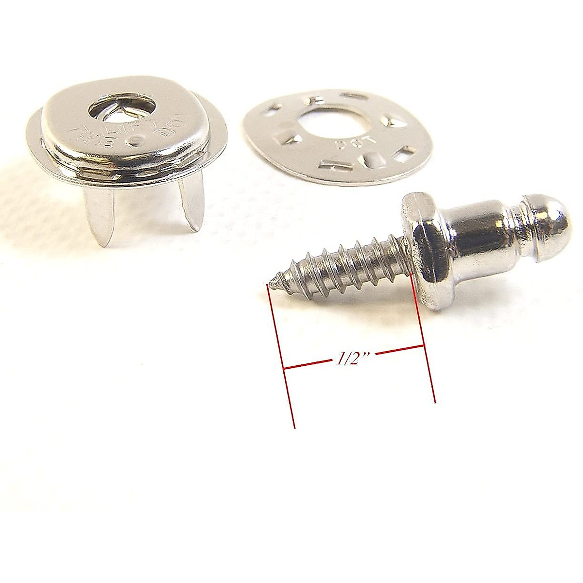 Lift The Dot Socket, Clinch Plate & 1/2" Wood Screw Stud - 10 Piece Set