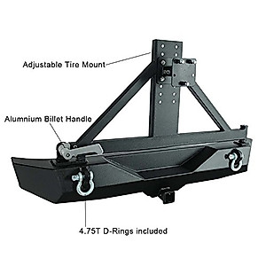 Paramount Automotive Restyling 51-0315 Black Rear Heavy Duty Rock Crawler Bumper with Tire Carrier (Jeep Wrangler JK)