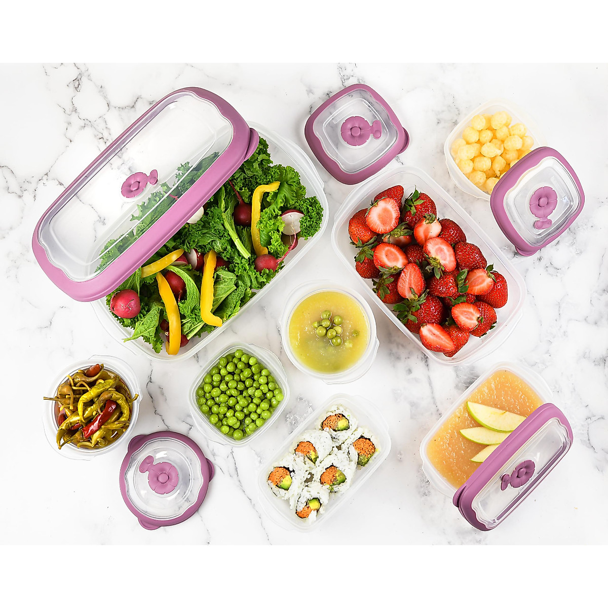 Tribello Small 8 OZ Microwave Food Storage Containers With Lids, Plastic Storage/On The Go Container, With Airtight Steam Vent Lids, Freezer/Dishwasher Safe, BPA Free, 1 Cup - 2 Pack