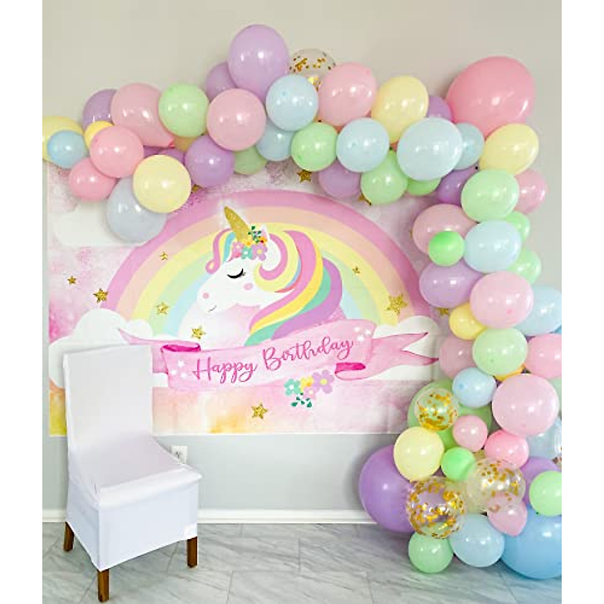Mocsicka Unicorn Birthday Backdrop Pink Rainbow Cloud Unicorn Photography Background 7x5ft Vinyl Unicorn Theme Birthday Party Backdrops