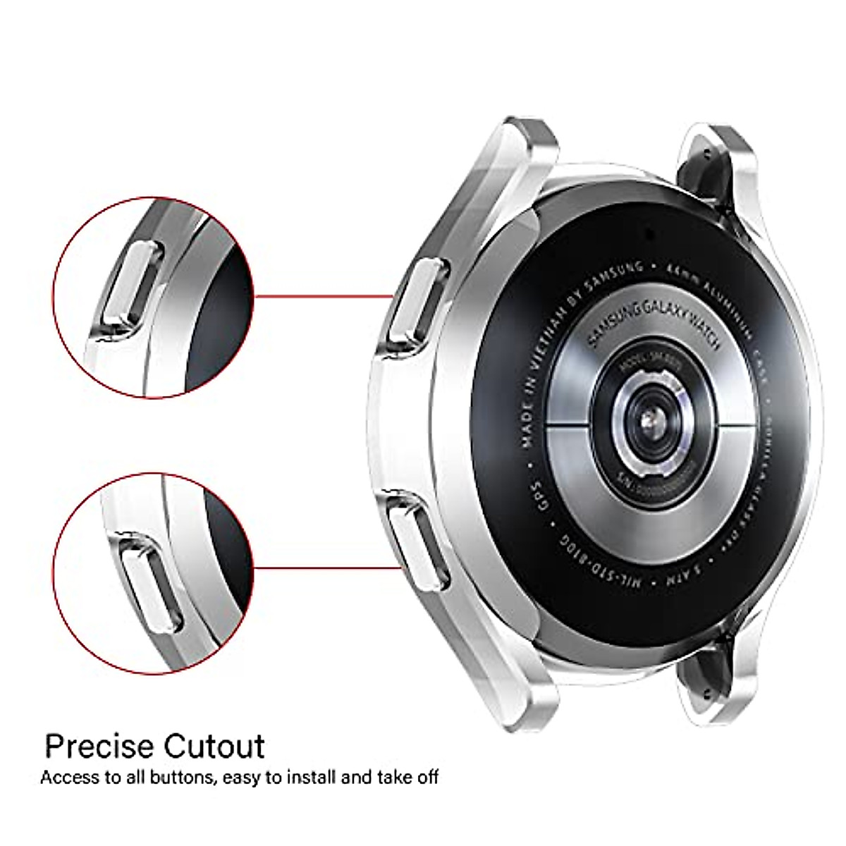 [4+4 Pack] BHARVEST for Samsung Galaxy Watch 4 Classic 46mm Screen Protector and Case, 4 Packs Flexible TPU Frame Cover with 4 Sets Tempered Glass Protective Film for Galaxy Watch 4 Classic 46mm