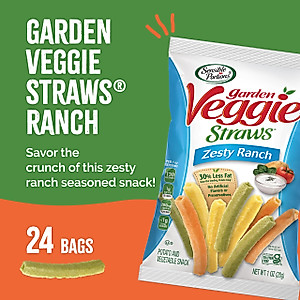 Sensible Portions Garden Veggie Snacks - Veggie Straws, Snack Size, Zesty Ranch, 1 Oz (Pack of 24)