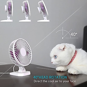 xasla USB Desk Fan with 3 Settings, Small Personal Quiet Desktop Fan with Strong Airflow & 40° Adjustable Tilt Angle, Portable Cooling Mini Fan for Desktop Office Home Bedroom (White)