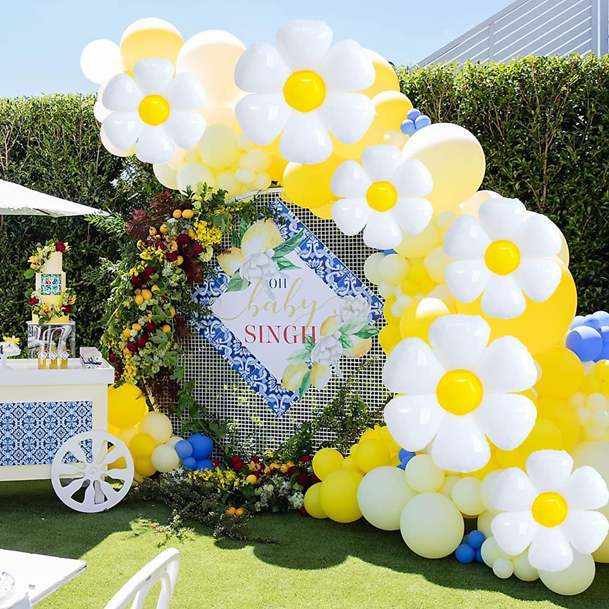 6 Pcs Daisy Balloons, 30inch Huge White Flower Aluminum Foil Balloons for Birthday, Baby Shower, Wedding, Daisy Party Decorations Supplies…