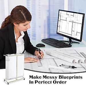 Tatuo Mobile Blueprint Holder Vertical Heavy Duty Blueprint Storage Width Height Adjustable Poster Display Rack Map Organizer Rack Mobile Plan Center File Organizer Stand for Home Office