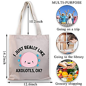 BDPWSS Axolotl Tote Bag Funny Axolotl Lover Gift I Just Really Like Axolotls Ok Canvas Shoulder Bag For Axolotl Owner Gift (Really like axolotls TG)
