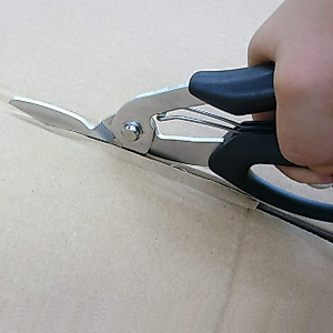 ALLEX Super Hard Spring Loaded Cardboard Scissors, Heavy Duty Shears for Thick Paper and Cardboard Box, Finest Stainless Steel Made in Japan