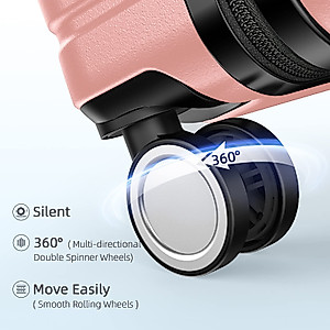 BEOW Luggage Sets 4-Piece (16/20/24/28)" Expandable Suitcases with Wheels PC+ABS Durable Hardside Luggage Clearance Pink