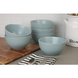10 Strawberry Street Wazee Matte 5.5"/16oz Cereal Bowl, Set of 6, Mineral Blue