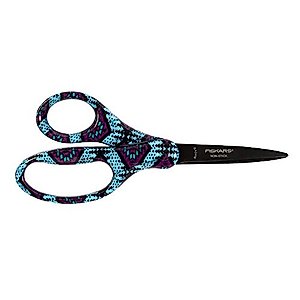 Fiskars 124582-1026 Back to School Supplies Student Kids Scissors Non-Stick, 7 Inch, Blue Tribal