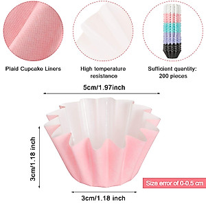 200 Count Mini Wave Cupcake Liners Flared Cupcake Baking Cups Wrappers Paper Greaseproof Brioche Mold Odorless Muffin Liners Wraps Muffin Case Trays for Party Decorations (Colorful)