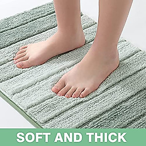 BlissJolly Non Slip Bathroom Rug - Soft and Absorbent Microfibrer Bath Mats for Bathroom, Machine Wash Dry, Plush Shaggy Bath Mat Rugs for Shower, Tub, Floor - 17x24,Green