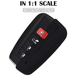 Lcyam Silicone Key Fob Cover Compatible with 2018- 2023 Toyota Camry Rav4 Prius Highlander XSE Hybrid CHR Corolla SE Avalon Venza Mirai 4Runner Tundra Keyless Remote (Black Rose, 4 Button)
