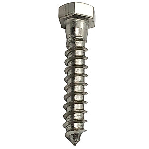 3/8" X 1.5" - 304 Grade Stainless Steel lag screws, Hex head fasteners, stainless steel screw. Use as Construction, wood, metal, lag screw, mounting screws fasteners lag bolts. Heavy duty screws. (25)