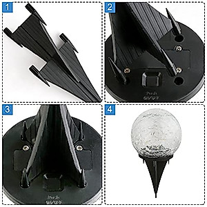 Yiliaw Solar Ball Lights Outdoor, 2 Pack 4.7'' Garden Solar Light, Waterproof Crack Glass Globe Ground Lights for Path, Yard, Patio, Lawm, Outdoor Decoration(Warm White)