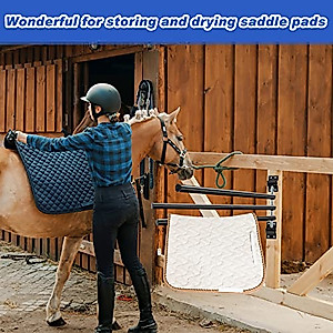 4 Pcs Black Saddle Pad Rack with 3 Bars, Metal Swinging Blanket Bar Bathroom Swivel Towel Rack Space Saving Towel Holder Saddle Rack Wall Mount Horse Blanket Rack for Saddle Kitchen Door Outdoor