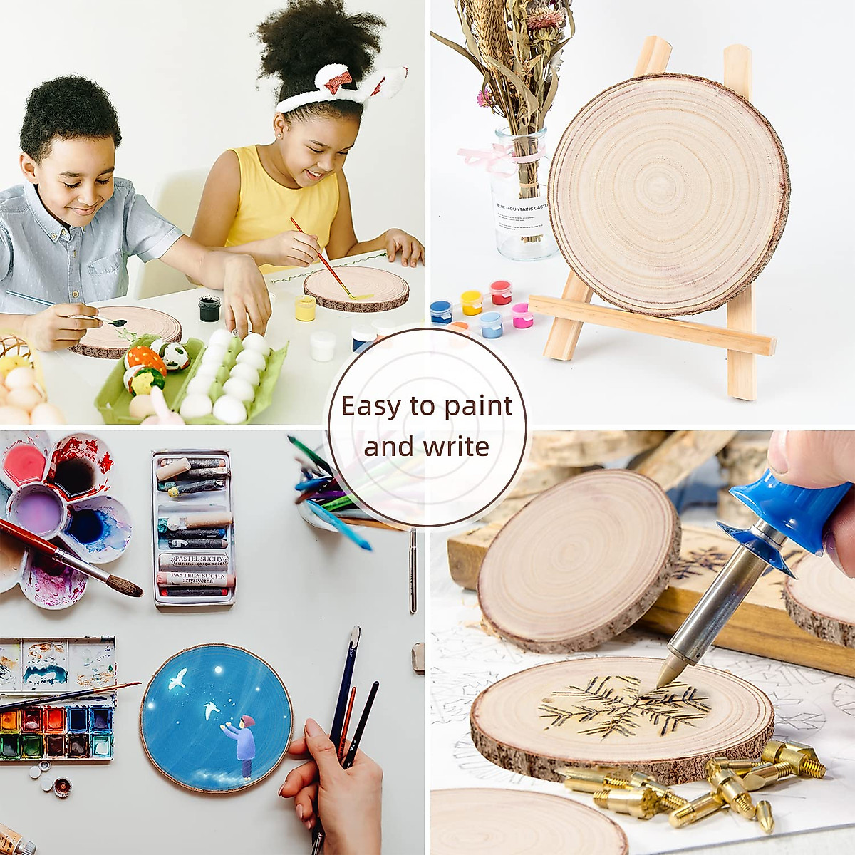 Maputune 8 Pcs 7-8 inches Large Unfinished Wood Slices for Centerpieces, Natural Rustic Wooden Plate for DIY Craft, Round Wood Chips for Table Signage Painting Wedding Party Christmas Decor