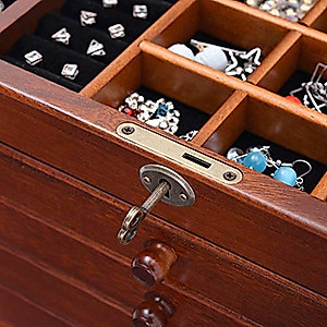 Yalych Jewelry Box Jewelry Boxes Wooden Jewelry Box With Lock Chinese Style Jewellery Boxes Bracelet Necklace Earrings Ring Storage Box Jewelry Storage jewellery case Jewelry Organizer