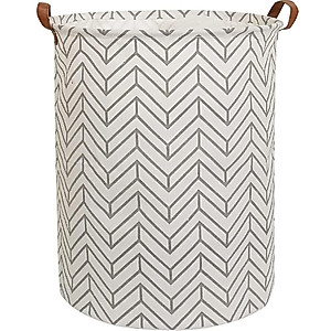 CLOCOR Large Round Storage Bin,Collapsible Storage Baskets, Dirty Laundry Hamper Baskets for Baby Boys and Girls, Office, Bedroom, Toys Nursery Kids Clothes Gift Basket (Grey geometry)