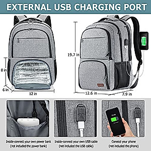 BIKROD Lunch Backpack, Business Anti Theft Durable Travel Laptop Backpack Gift for Men Fit 17 Inch Laptop, Large School Backpacks for Teen Boys Water Resistant Back Pack