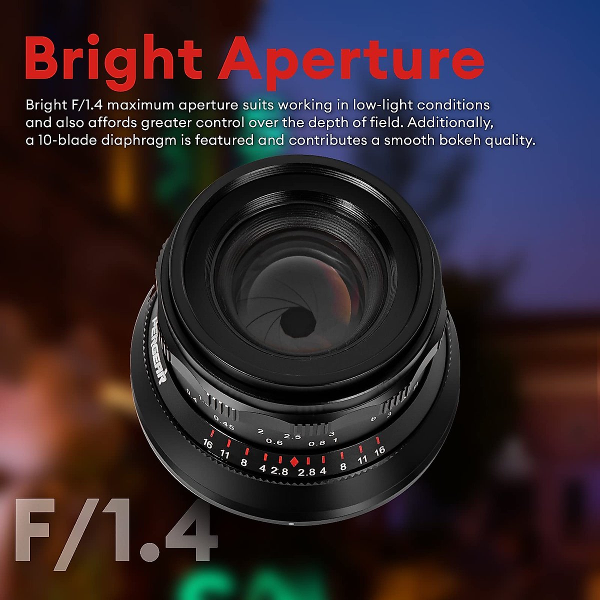 PERGEAR 35mm F1.4 Full-Frame Manual Focus Lens, Compatible with Sony E-Mount Cameras A7 A7II A7III A7R A7RII A7RIII A7RIV A7S A7SII A7SIII A9 A7C A6400 A6000 A6600 A6100 A6500 A6300 (Black)