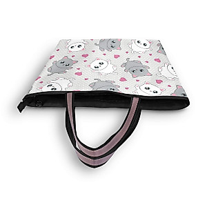 ColourLife Top Handle Tote Bag Lovely Kittens On Gray Shoulder Bag Handbag for Women Girls