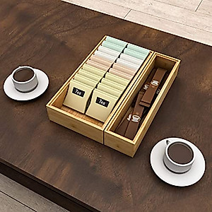 Drawer Organizer Bamboo Storage Box - Kitchen Bathroom Desk Wood Stackable Tray 12x3x2.5inch