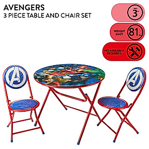 Marvel Avengers 3 Piece Foldable Round Table and Chair Set, Ages 3+