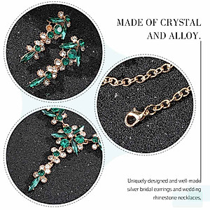 Unicra Bride Necklace Earrings Set Crystal Bridal Wedding Jewelry Sets Rhinestone Choker Necklace Prom Costume Jewelry for Women and Brides (Green)