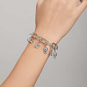 BISAER Cat Charms for Bracelets 925 Sterling Silver Cute Cat Kitty Animal Dangle Charms for Paperclip Bracelet Necklace Christmas Gifts