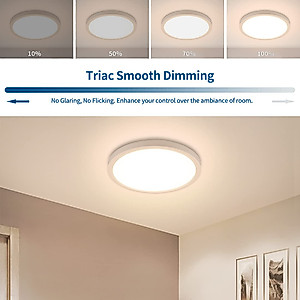 DAKASON LED Flush Mount Ceiling Light 12 Inch, 24W Dimmable Round Ceiling Lamp 2700-5000K 5 Color Tem. Selectable, Overhead Ceiling Light for Bedroom, Living Room, Kitchen, Hallway