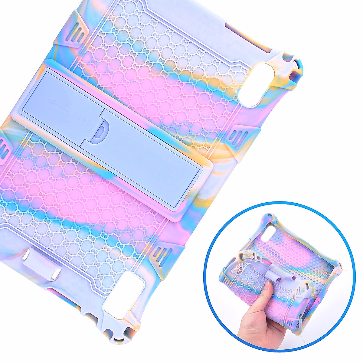 DETUOSI Case for VASTKING KingPad K10/Z10 with Stylus Pen & Shoulder Strap, 10 inch Lightweight Silicone Protective Cover for KingPad K10 Pro, BYYBUO SmartPad T10 10.1, Rose Red & Purple