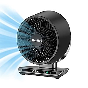 HOLMES Blizzard 6" Air Circulator Digital Fan, 3 Speeds, 90° Adjustable Head Tilt, Capacitive Touch Control, Ideal for Home, Bedroom, Kitchen or Office, Black