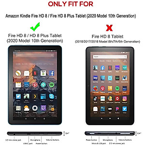 Amazon Kindle Fire HD 8 Case（10th Generation 2020 Release with Screen Protector | Herize Full Body Shockproof Protective Case W/Swivel Kickstand Hand Shoulder Strap for Amazon Fire HD 8 Inch 2020