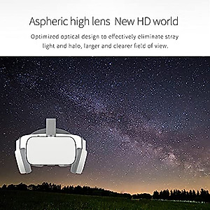 Virtual Reality Headset for Phones VR Headset with Remote Control 3D Glasses for Movies & Games Bluetooth VR Glasses with Wireless Headset for iPhone/ Samsung Compatible for iOS / Android (White)