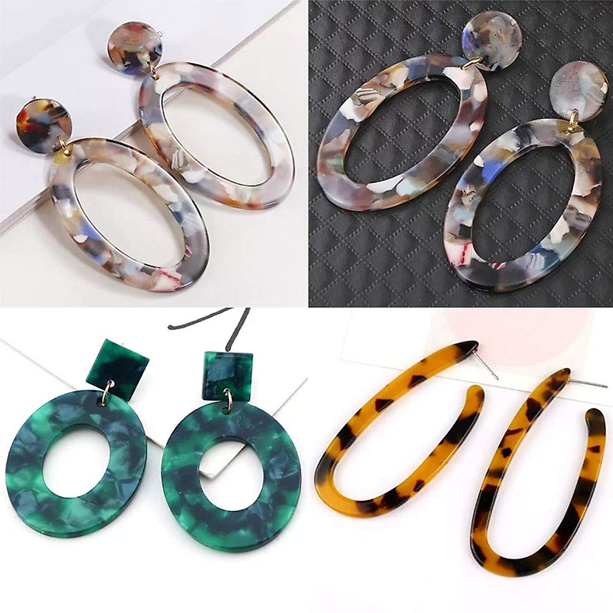 Statement Earrings for Women Acrylic Resin Multicolor Dangles Drop Earrings