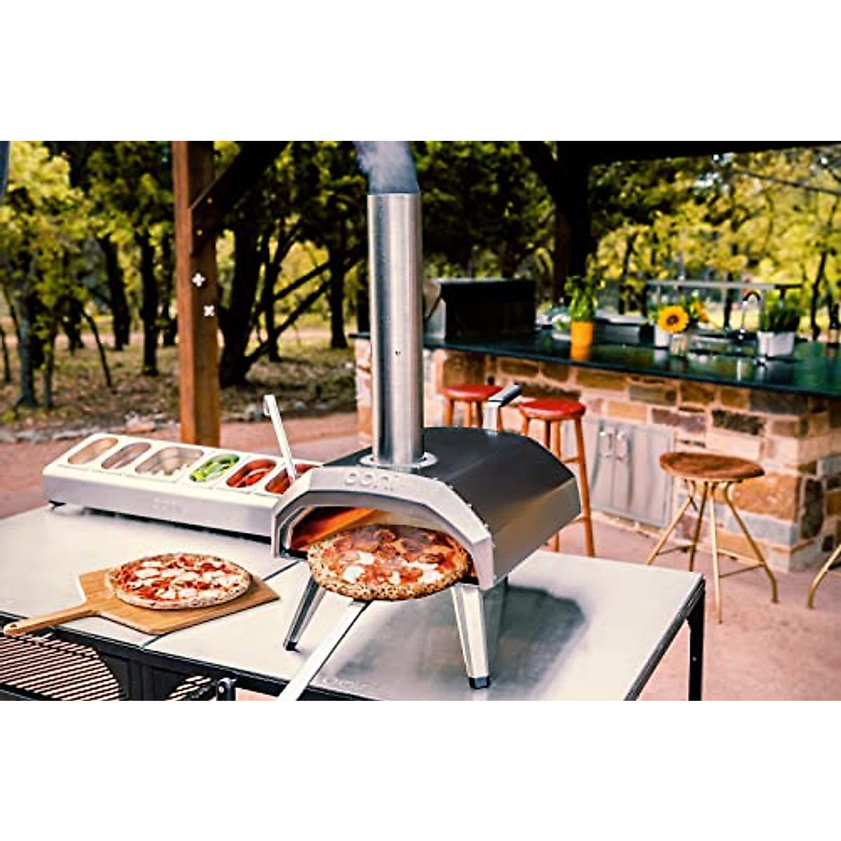 Ooni Karu 12 Multi-Fuel Outdoor Pizza Oven + Ooni 12" Perforated Pizza Peel + Ooni Karu 12 Carry Cover + Propane Gas Burner Bundle - Ideal for Any Outdoor Kitchen