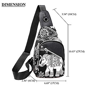 RTGGSEL Boho Ethnic Women's Waterproof Oxford Sling Shoulder Bags Girls Travel Crossbody Chest Bag Ladies Fishing Hiking Daypack (Boho Elephant)