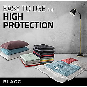 BLACC Vacuum Storage Bags, Compression Sealer for Clothes, Duvets, Blankets, Pillows, No-Loss Valve, 6 XLarge Bag, Premium Quality (SET PACK OF 6)