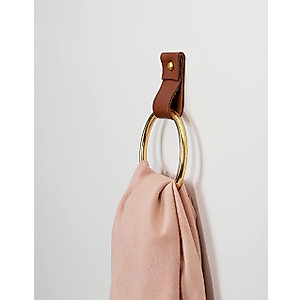 KEYAIIRA - Small Leather Wall Hook, wall hanging strap towel hook for wall leather loop strap for scarf storage boat paddle holder minimal towel bar rack storage