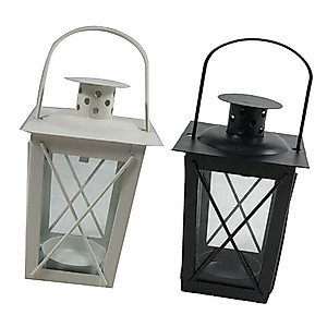 Homyl Metal Lantern Garden Lantern Wind Light Lantern Candle Holder Home Garden - Black, 6.69inch Height