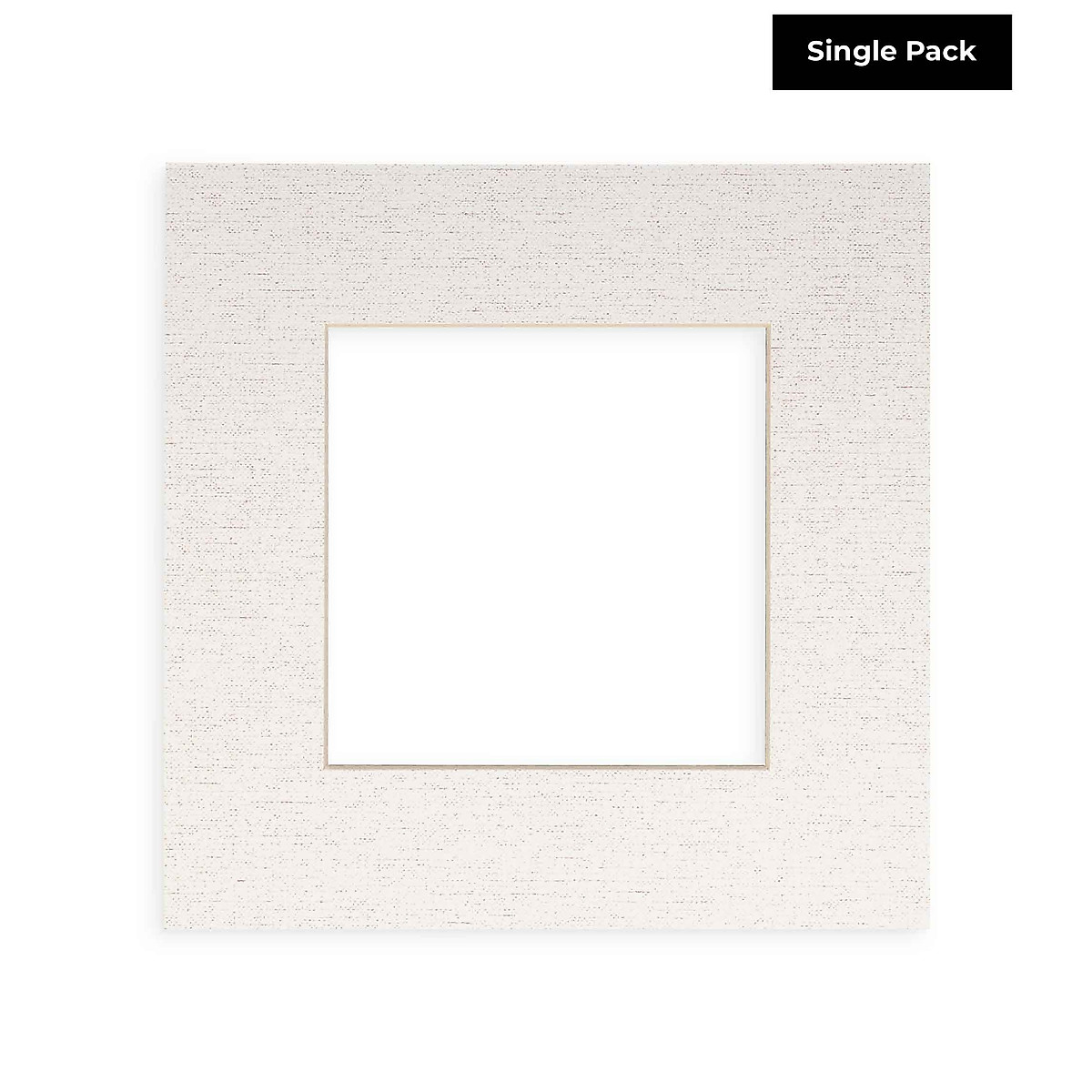 12x12 Mat Bevel Cut for 8x8 Photos - Precut White Linen Canvas Square Shaped Photo Mat Board Opening - Acid Free Matte to Protect Your Pictures - Bevel Cut for Family Photos, Pack of 1 Matboard