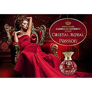 Princesse Marina de Bourbon Cristal Royal Passion Eau de Parfum for Women - Opens with Pear, Blackcurrant and Bergamot - Blended with Jasmine and Violet - For Elegant Ladies - 3.4 oz