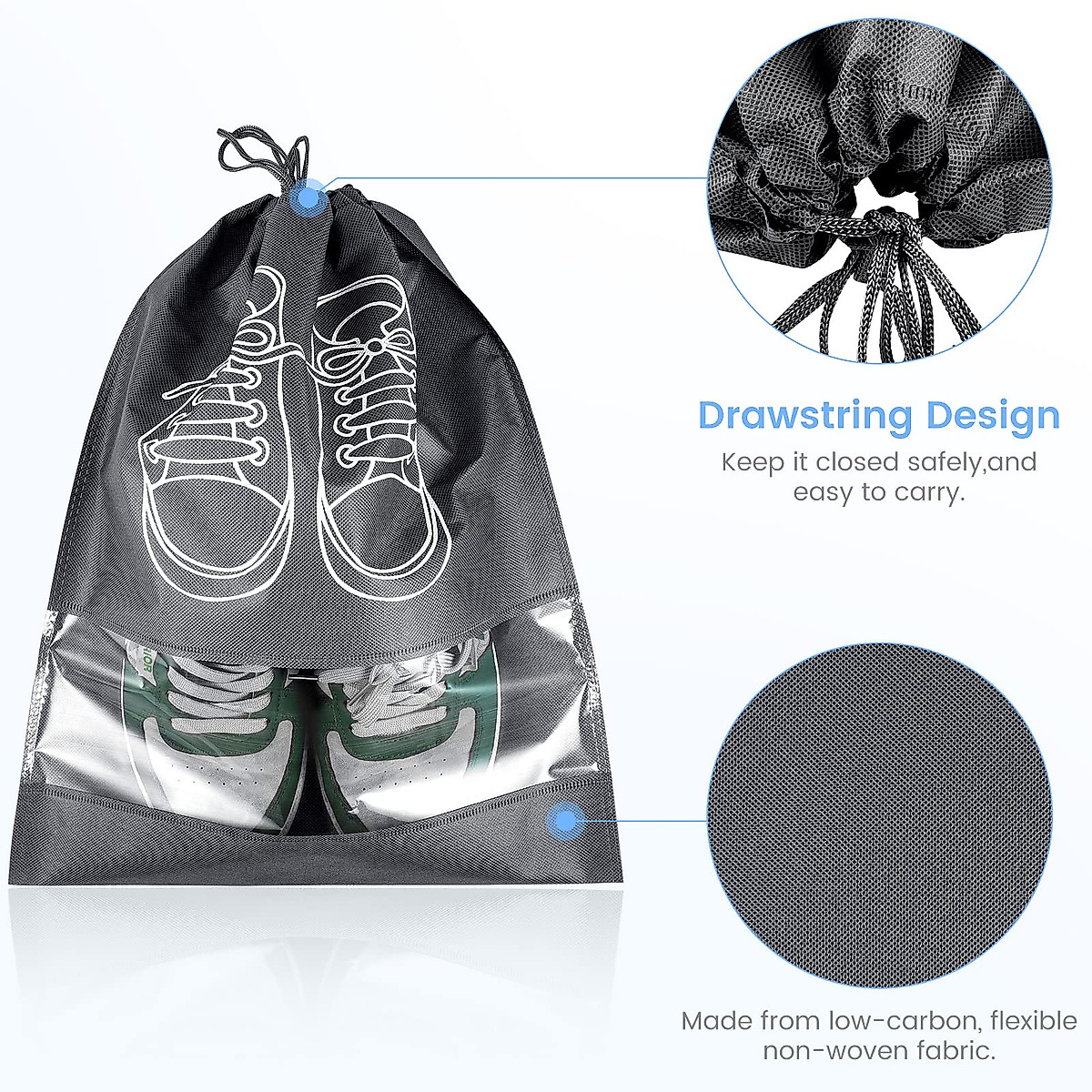 7 Pack Portable Travel Shoe Bag, Waterproof Shoe Bag for Gym,Travel,Space-saving Dust-proof Storage Bag with Rope for Men and Women