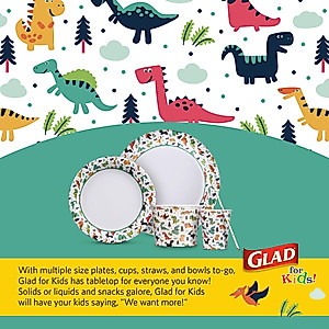 Glad for Kids Dinosaur Paper Cups|20 Count White Paper Cups with Dinosaur Design for Kids|Heavy Duty Disposable Paper Cups for Everyday, 9 Ounces, 20 Count|Dinosaur Birthday Supplies, Dinosaur Cups