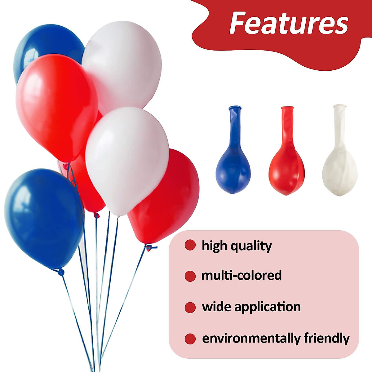 30Pcs Red White and Blue Balloons - MAQIHAN 4th of July Decorations Independence Day Patriotic Anniversary Globos Para Decoracion De Fiestas Balloons for Birthday Party Ballons Decoration 12 Inch
