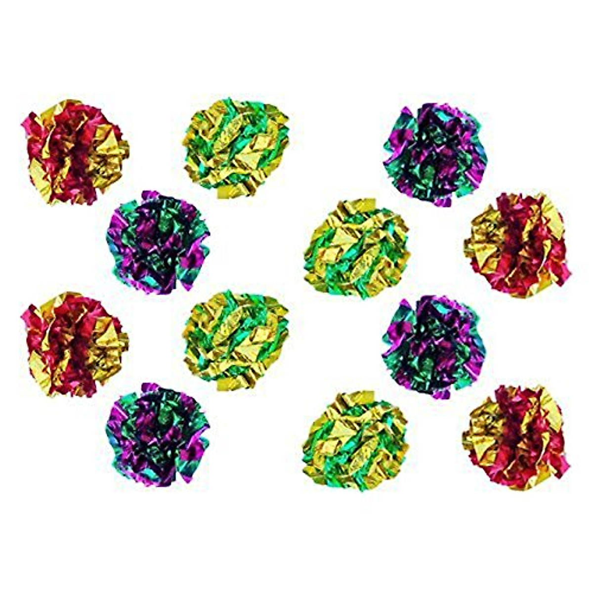 PETFAVORITES Original Mylar Crinkle Balls Cat Toys - 12 Pack