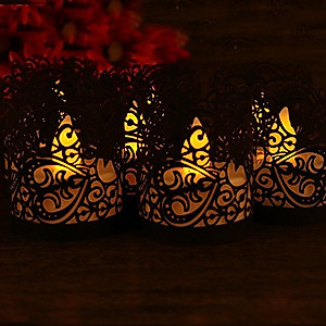 Asenart Flameless Tea Light Votive Wrap Candle Holder Set (50 Pack) for LED Battery Tealight Candles (Not Included) (Black)