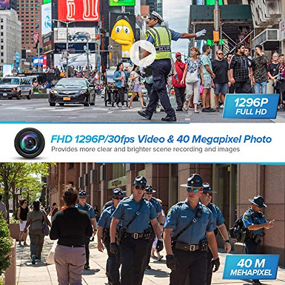 BOBLOV T5 32GB 1440P Body Camera with Audio Recording,Built-in SD Card, Two Batteries with Dock, Wearable Police Body Camera for Law Enforcement, Night Vision, File Protection